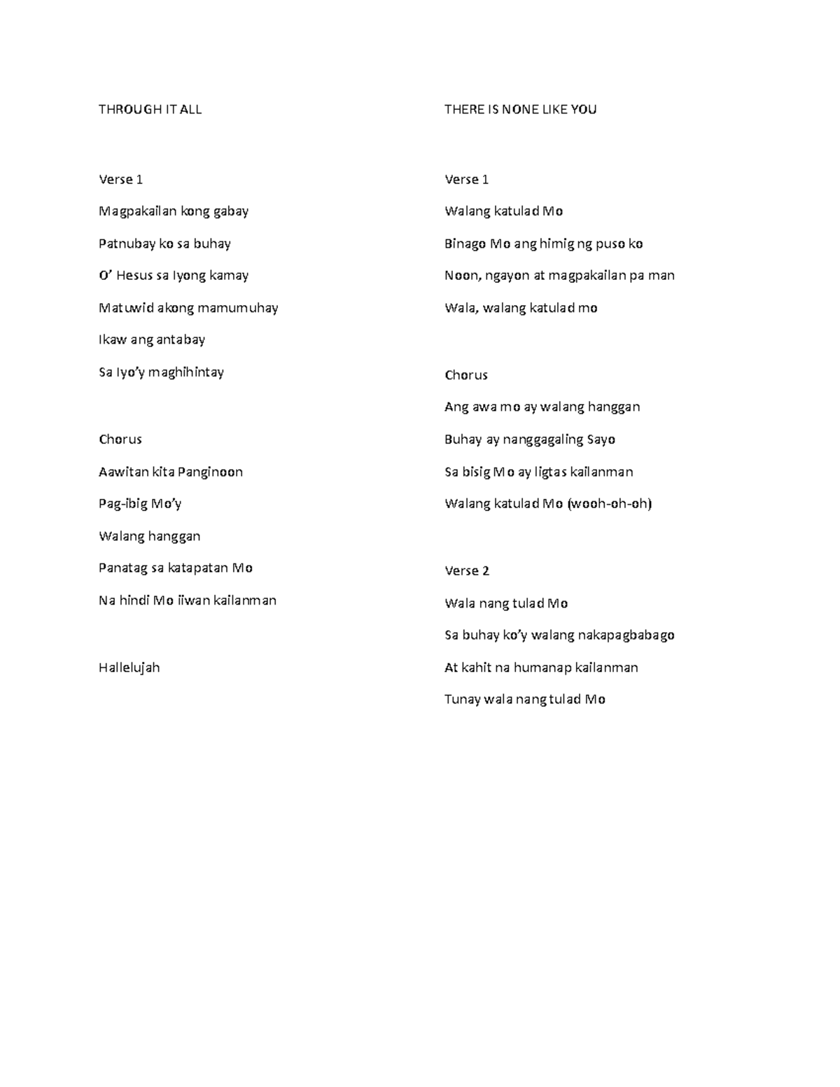 New Tagalog Gospel Songs: Lyrics & Chords Collection - Studocu