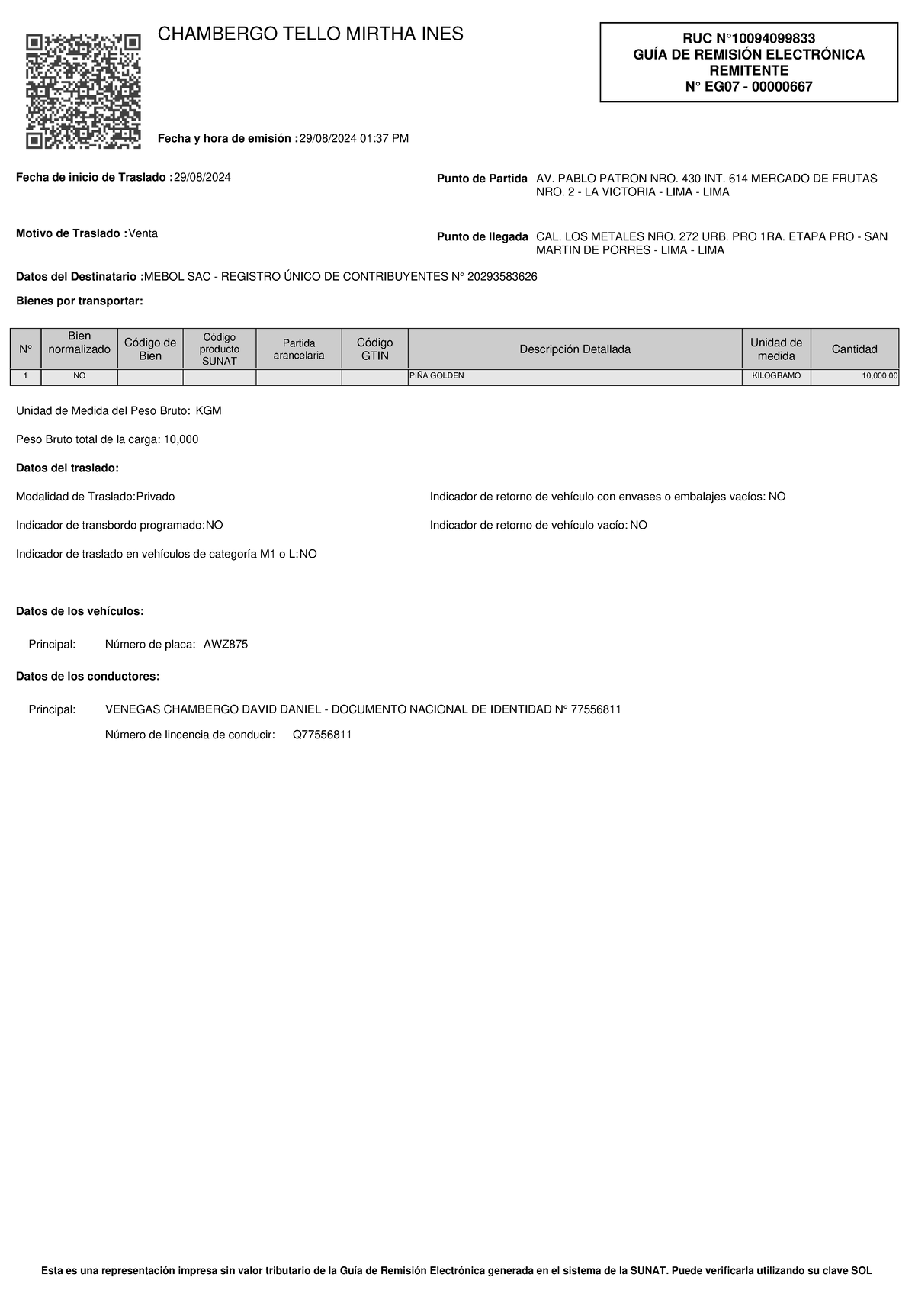 Guía de Remisión Electrónica EG07 - Chambergo Tello Mirtha Ines - Studocu