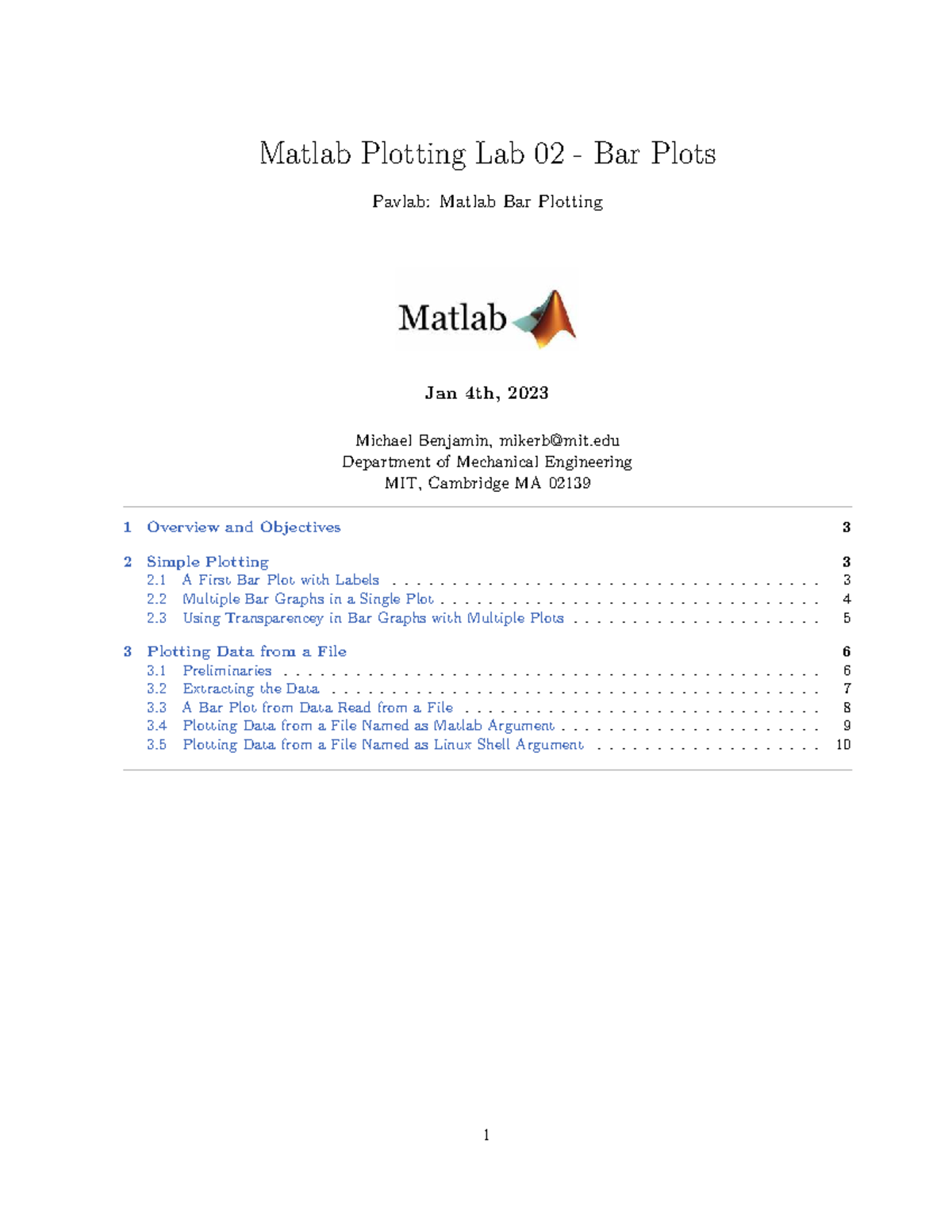 Matlab Lab 02: Bar Plotting Techniques and Data Visualization - Studocu
