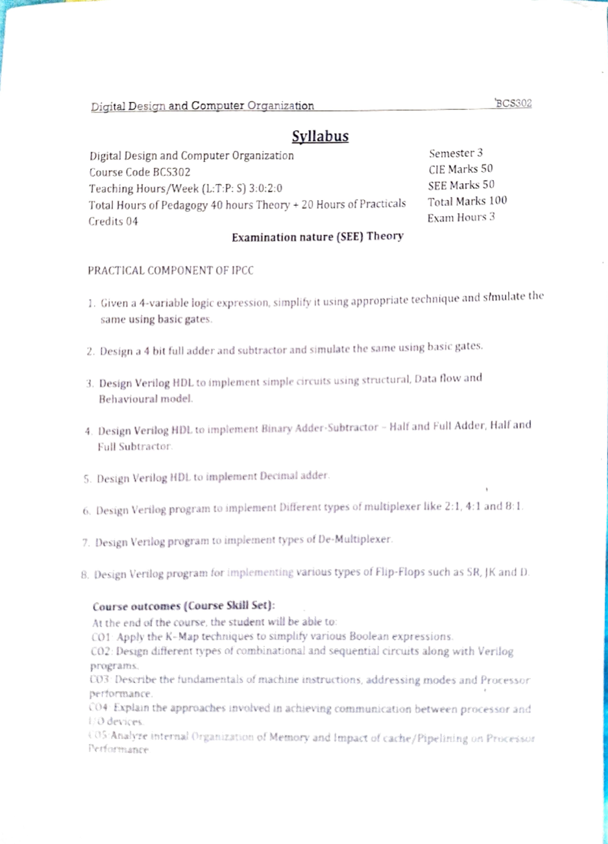 Digital Design and Computer Organization Lab Manual Part 1 (BCS) - Studocu