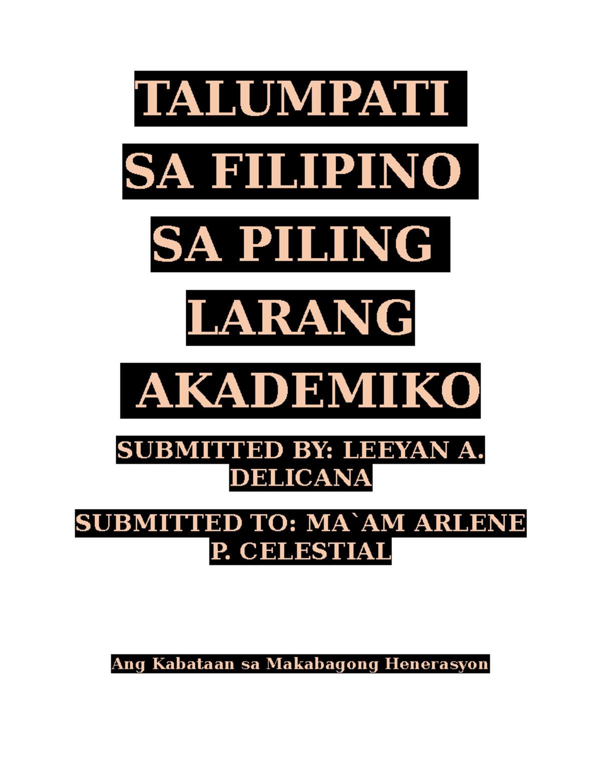 Ang Kabataan sa Makabagong Henerasyon: Isang Talumpati sa Filipino ...