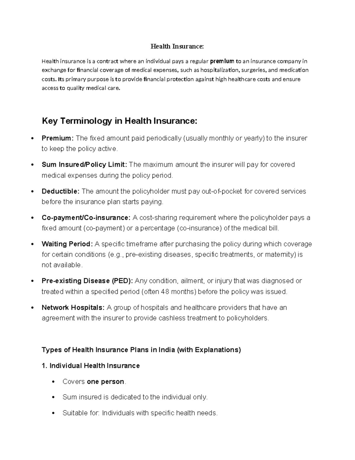 Health Insurance Overview: Key Terms, Types, and Policies in India ...