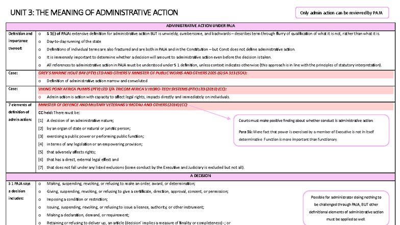 UNIT 3: ADMINISTRATIVE ACTION UNDER PAJA - A COMPREHENSIVE REVIEW - Studocu