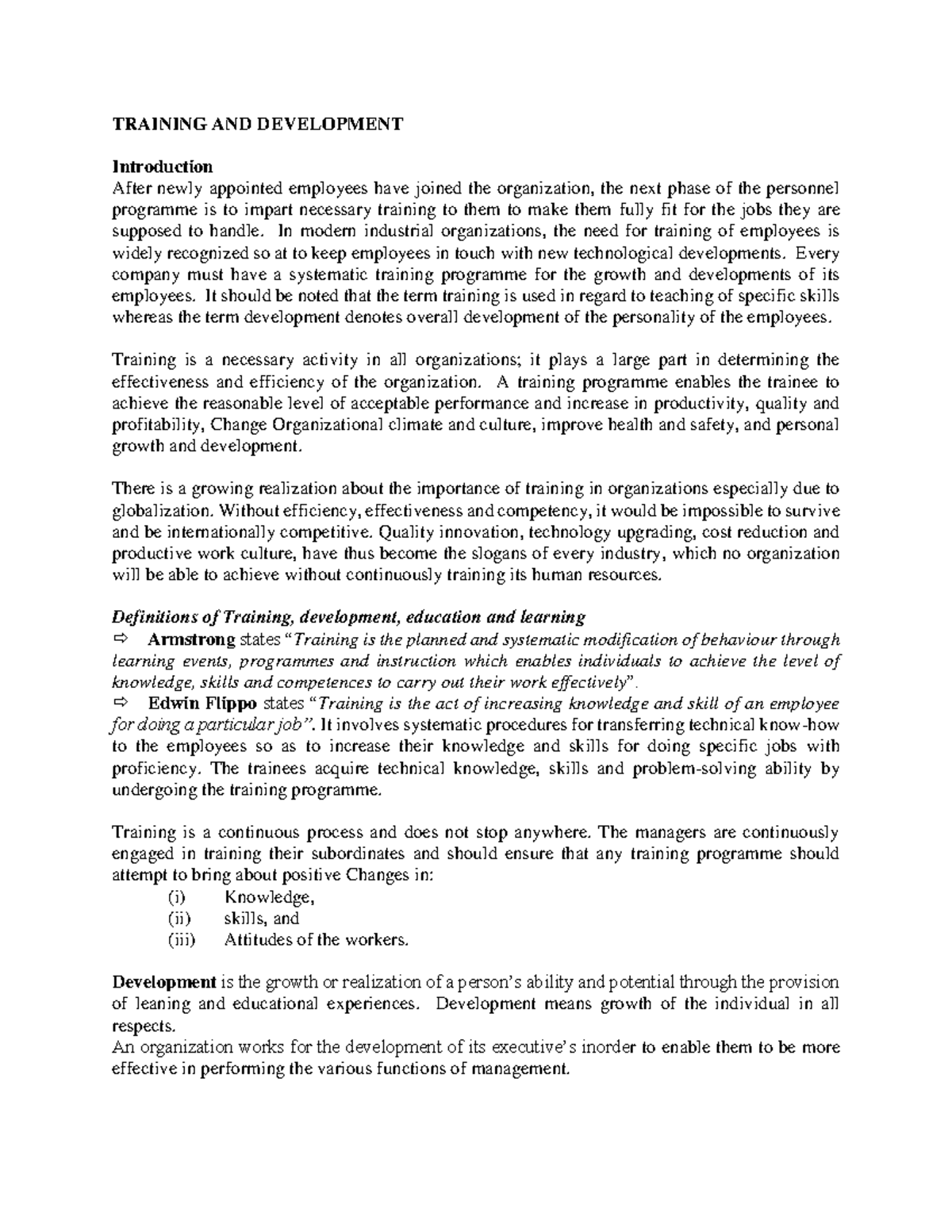 Training and Development Overview: Importance and Types - Studocu