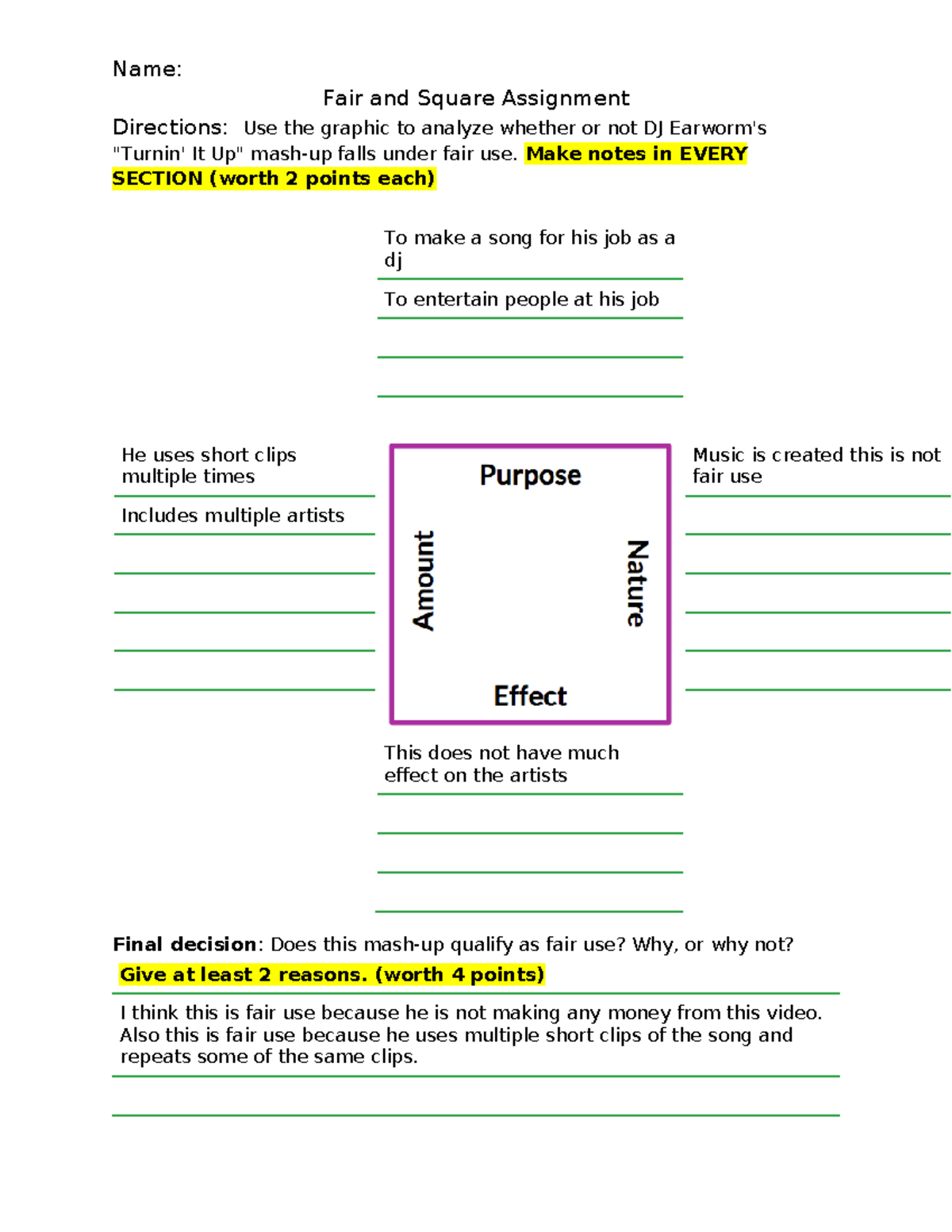 Fair and Square Assignment - word - Name: Fair and Square Assignment ...