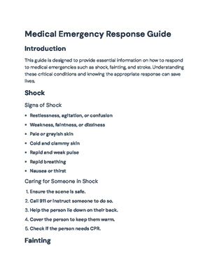 Emergency Response Guide: Shock, Fainting, and Stroke Awareness ...