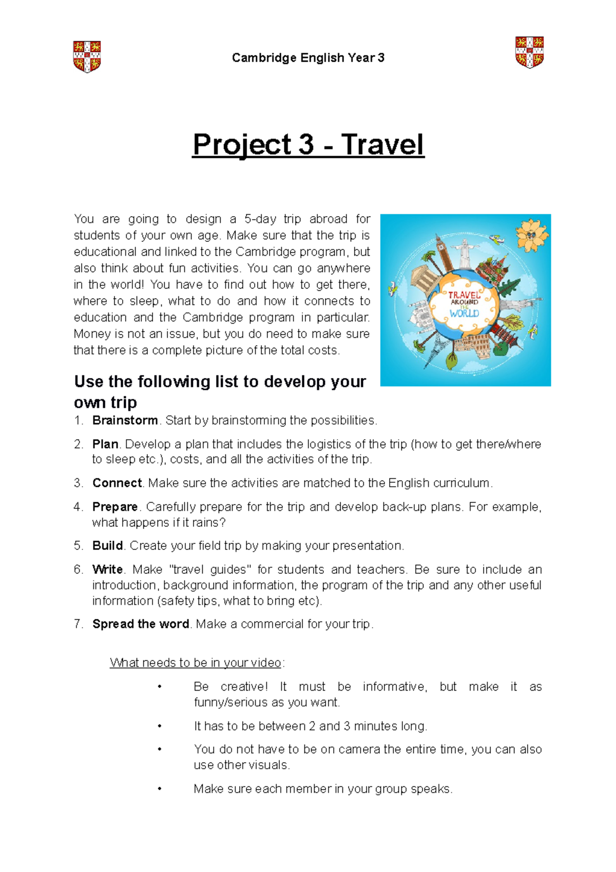 Cambridge English Year 3 - Project 3: Planning an Educational Trip ...