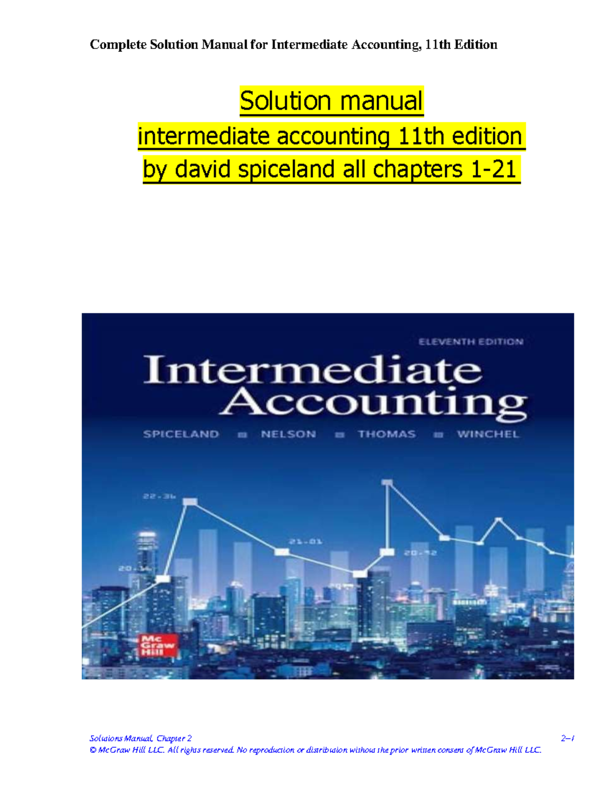 Complete Solutions Manual for Intermediate Accounting (11th Ed ...