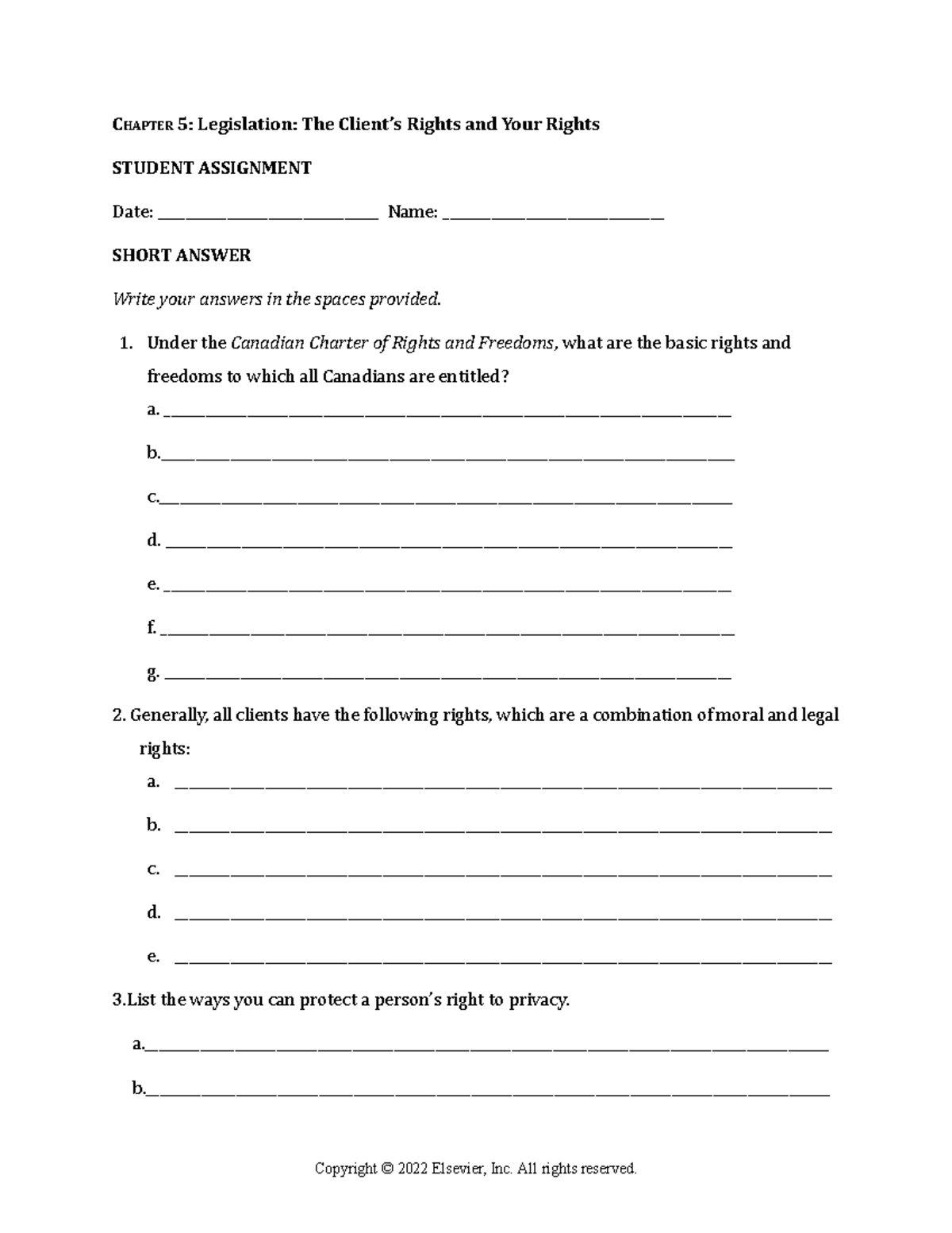 Chapter 005 - Legislation: Client's and Your Rights Assignment - Studocu
