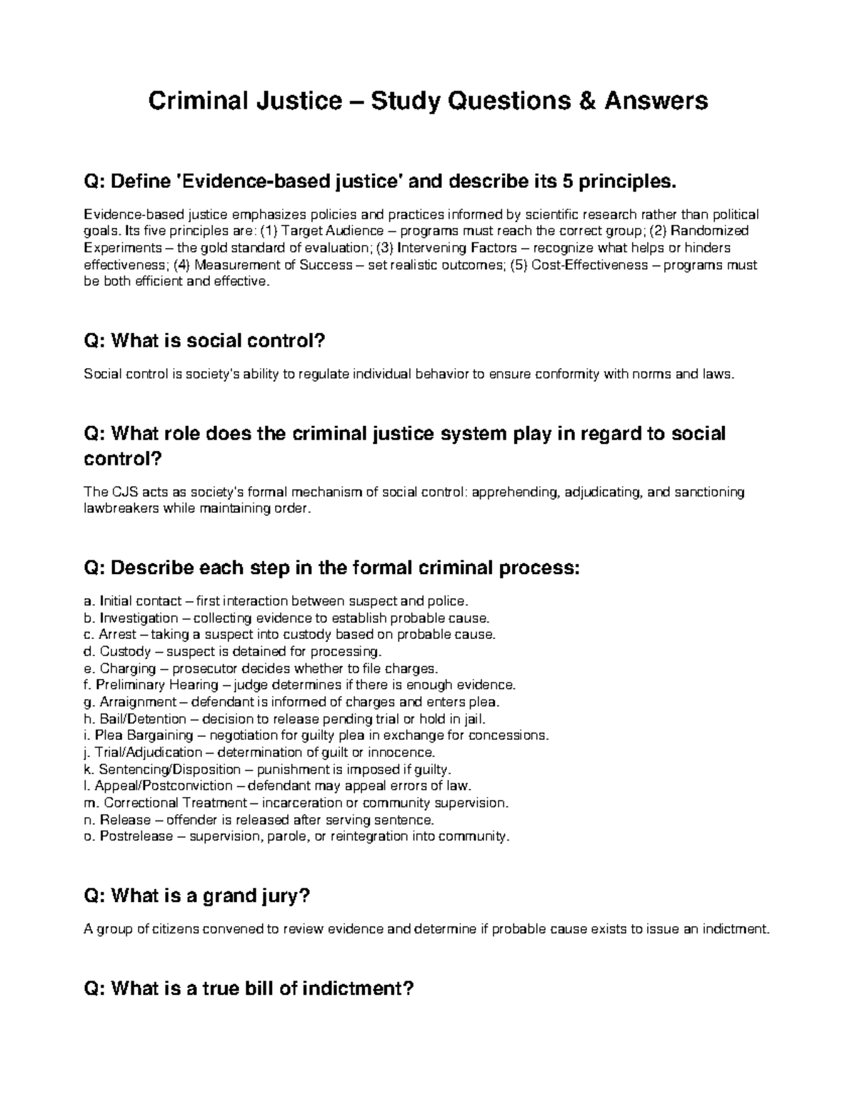 Criminal Justice Study Guide: Key Concepts & Principles (CJ 101) - Studocu