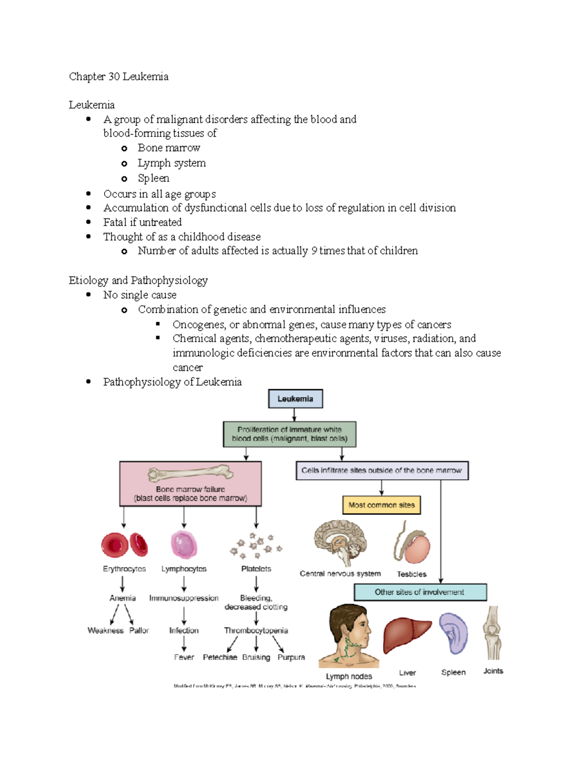 Leukemia Overview: Lecture Notes for CH 30 on Pathophysiology ...