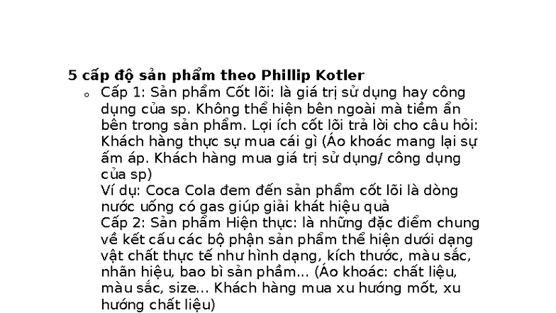 5 Cấp Độ Sản Phẩm Theo Philip Kotler - Phân Tích Chiến Lược TMĐT - Studocu