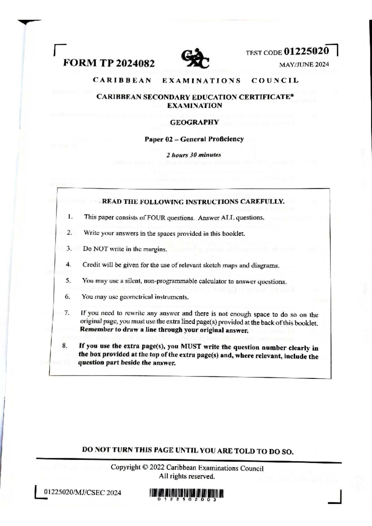 CSEC Geography P2 2024: Impact of Urbanization and Natural Resources ...