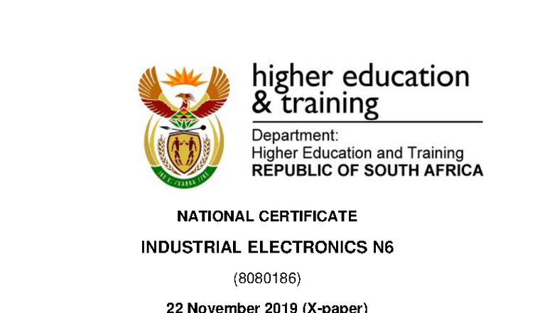 Industrial Electronics N6 Final Exam Question Paper - Nov 2019 (8080186 ...