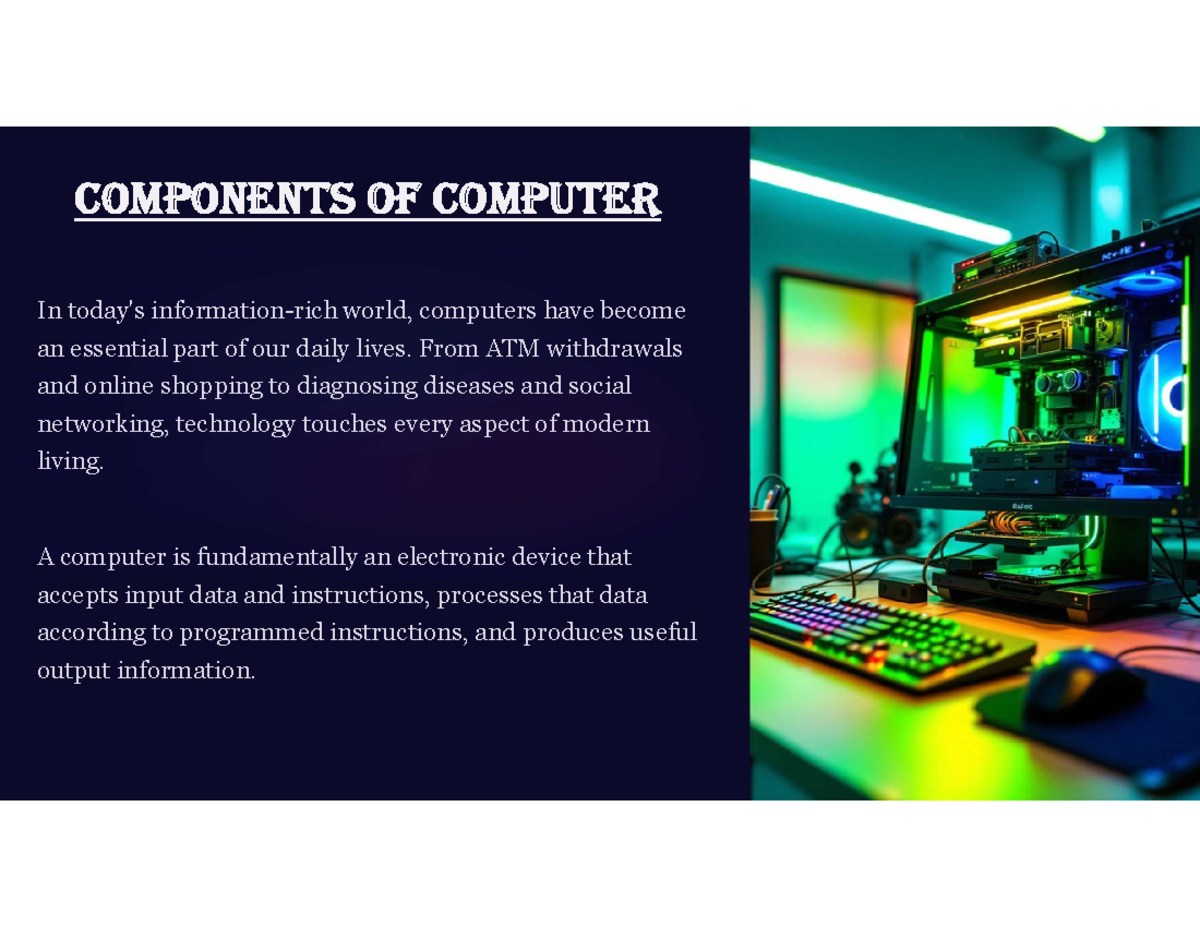 Components of Computer: Understanding Input Devices and IPO Cycle - Studocu