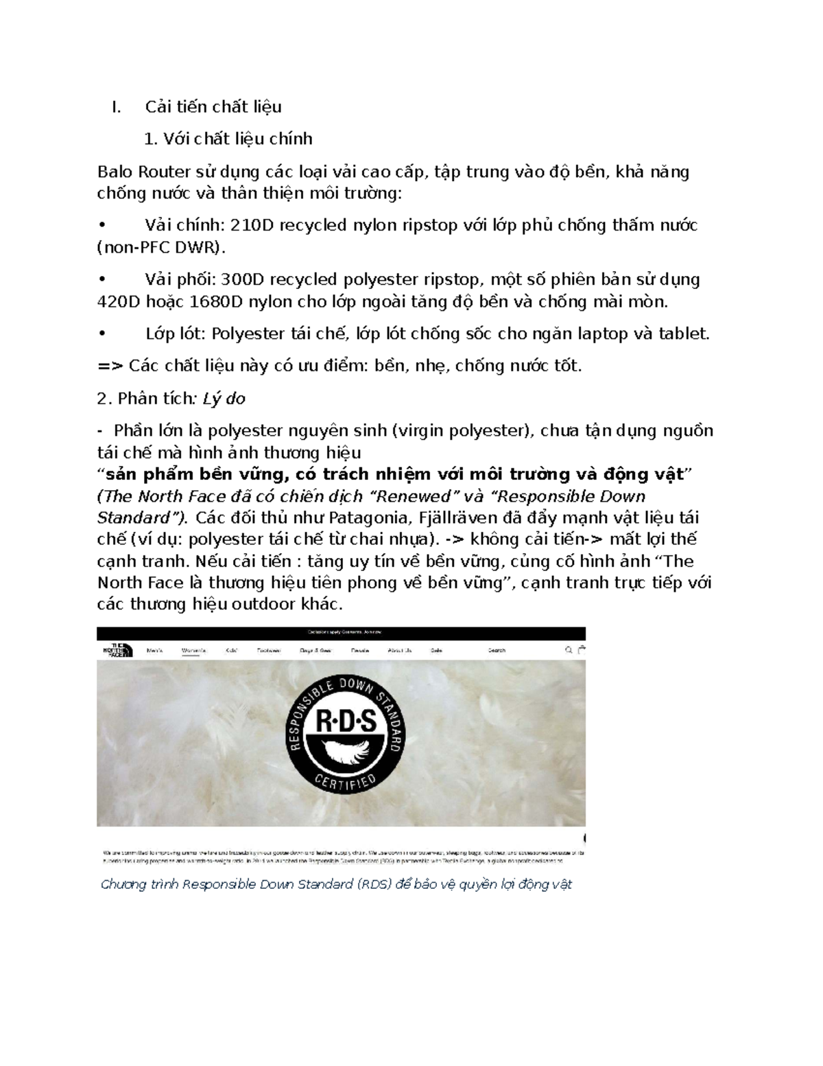 Cải tiến chất liệu Balo Router: Đề xuất và Phân tích Bền vững - Studocu