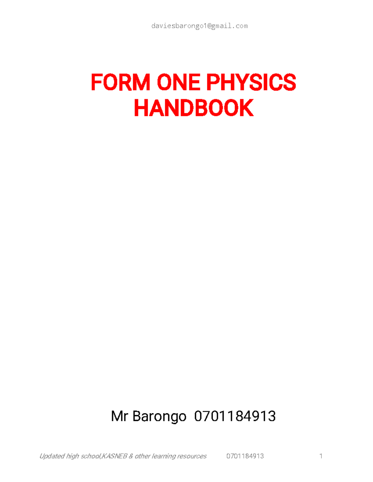 FORM 1 PHYSICS HANDBOOK - KASNEB RESOURCES - Studocu