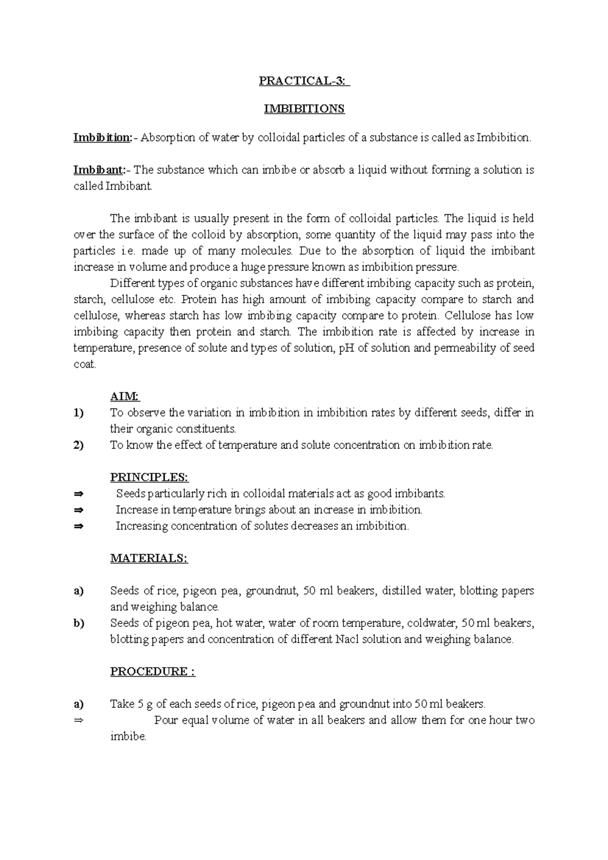 Crop Physiology Practical Exercise 3: Imbibition Effects and Analysis ...
