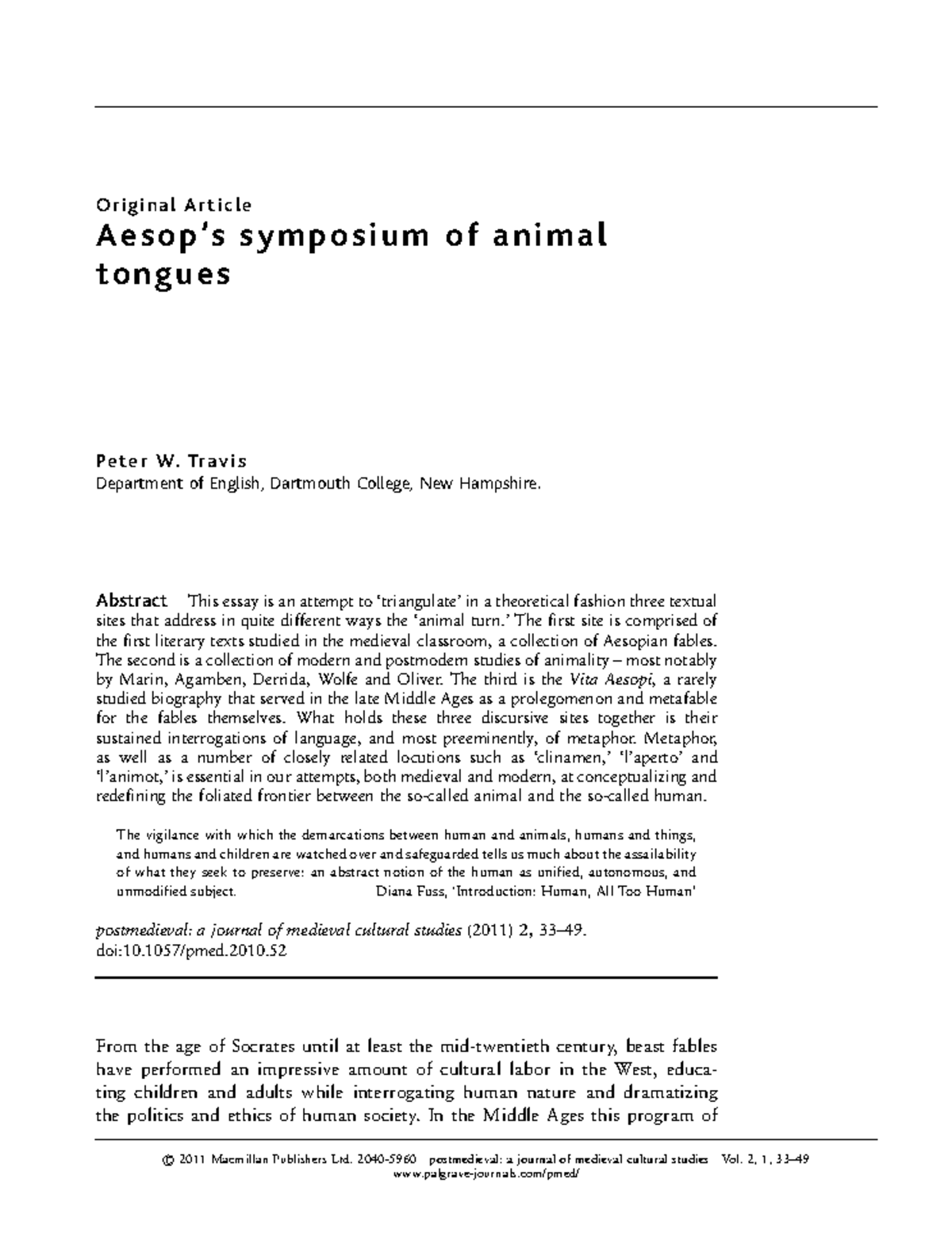 Aesop's Symposium of Animal Tongues: Metaphor and Language Dynamics ...