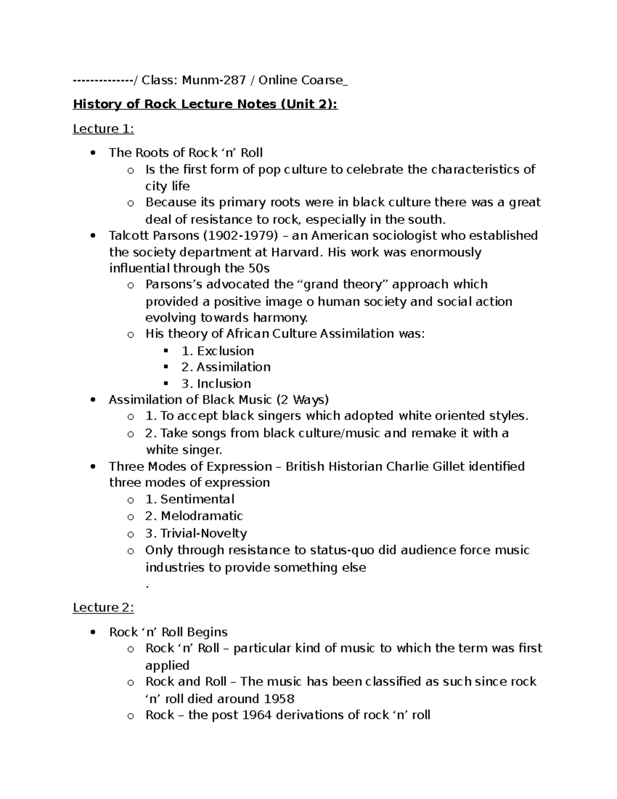 History of rock unit 2 lecture notes: The roots and evolution of rock ...
