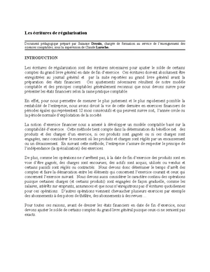 écritures de regularisation - Les écritures de régularisation Document ...