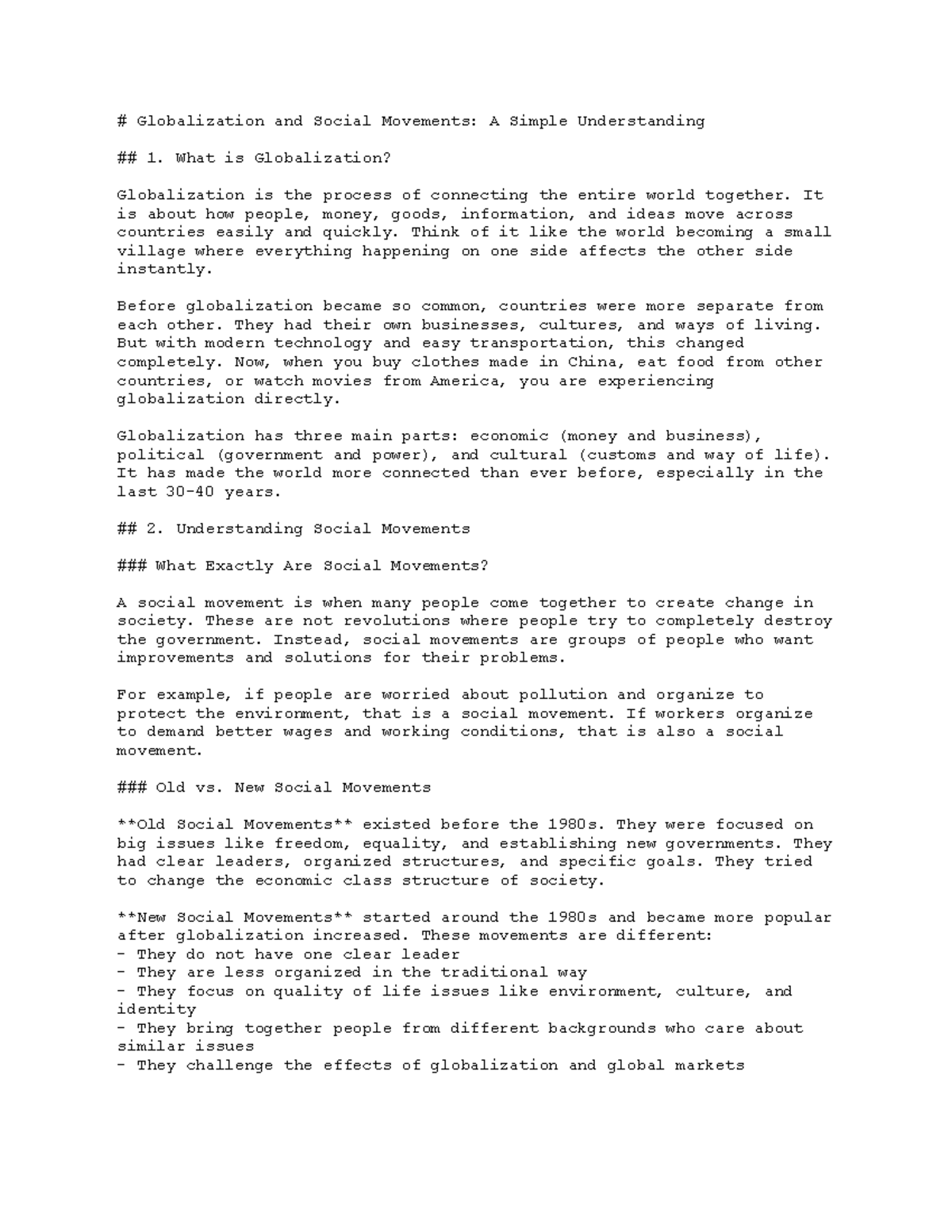 Globalization and Social Movements: Understanding Their Impact - Studocu