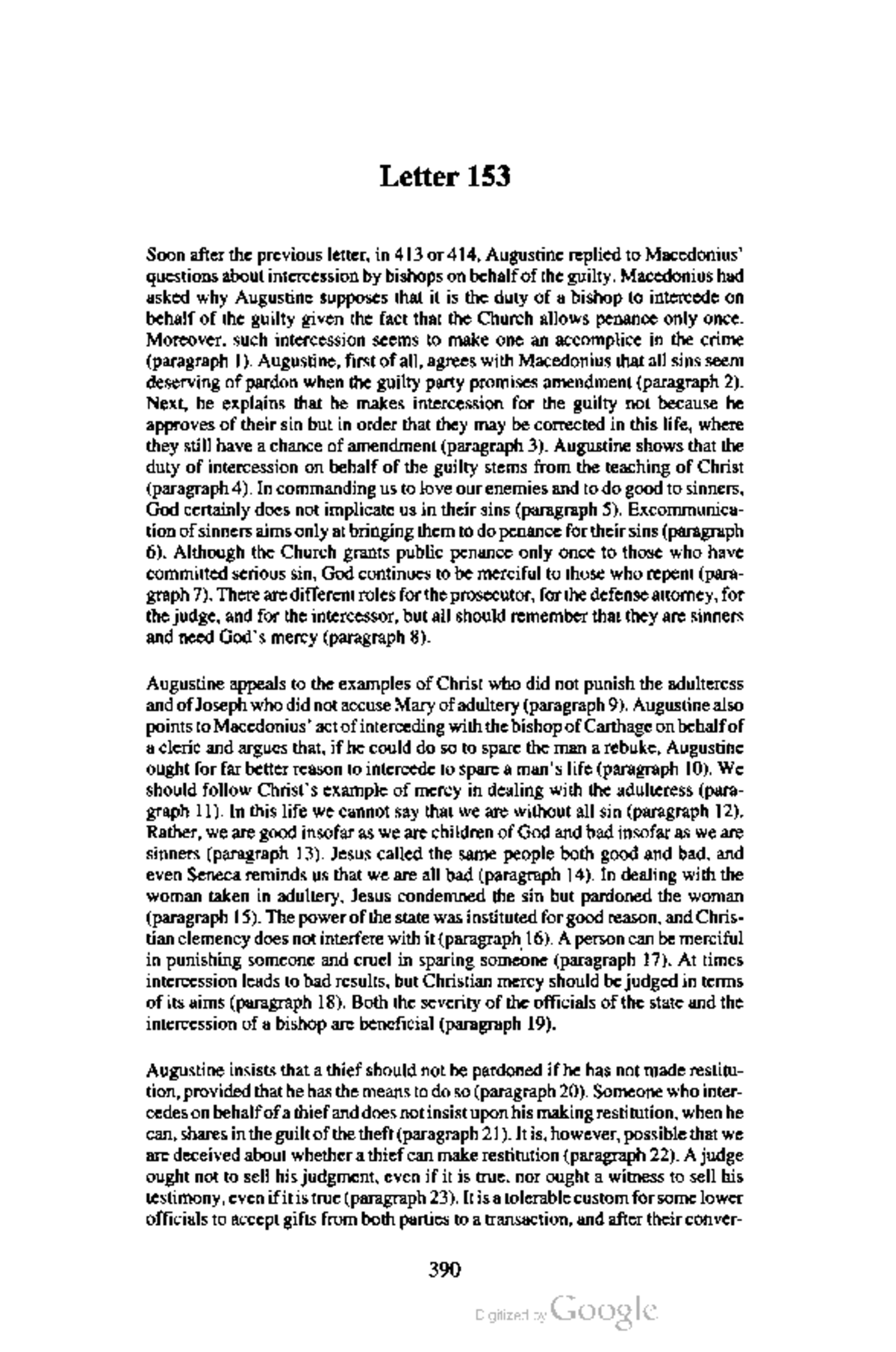 Letter 153: Augustine's Intercession for the Guilty to Macedonius - Studocu
