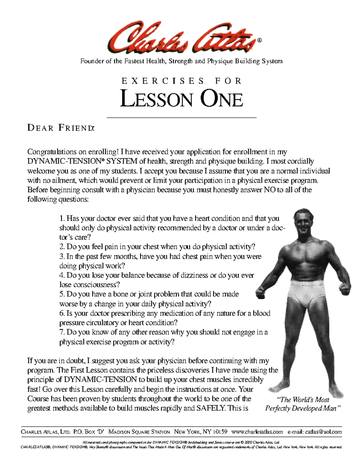 Charles Atlas Dynamic-Tension Bodybuilding Lesson 1 Guide - Studocu