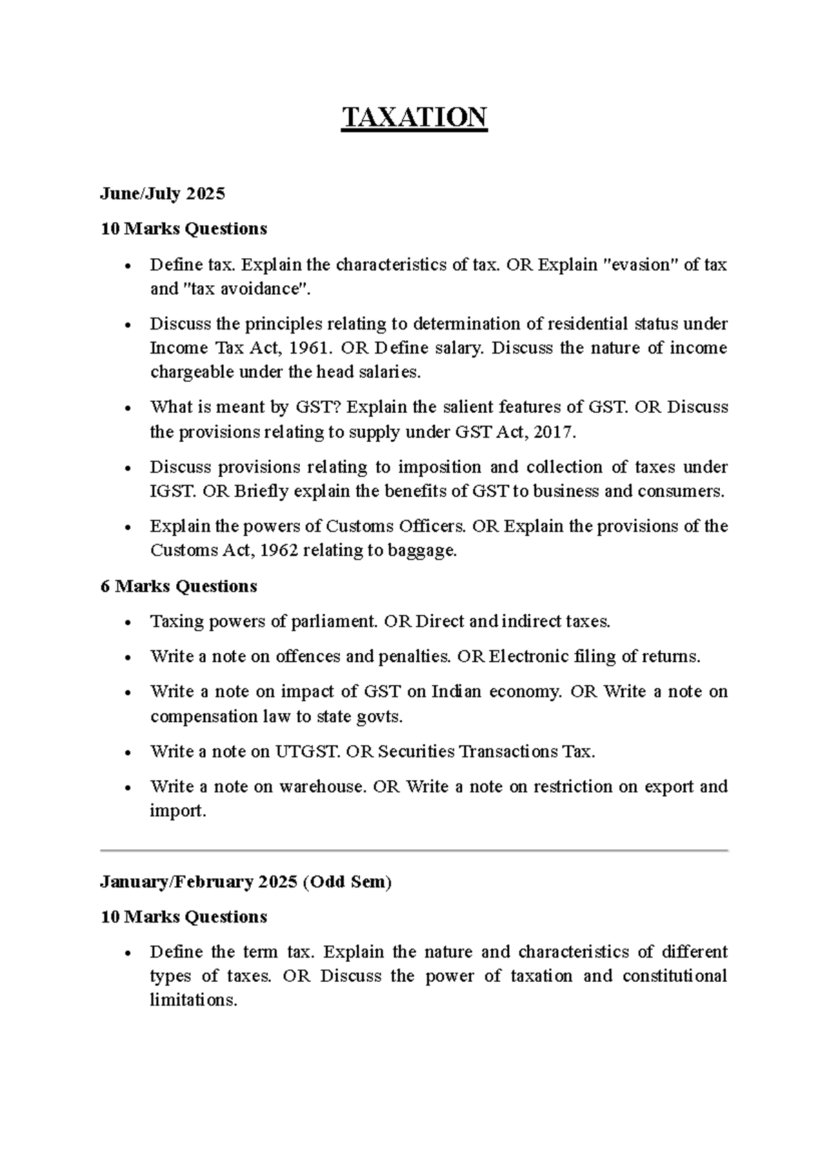 TAX 2025: Comprehensive Guide to Key Concepts and Provisions - Studocu