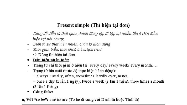 Present Simple - Theory (Thì Hiện Tại Đơn) - Studocu