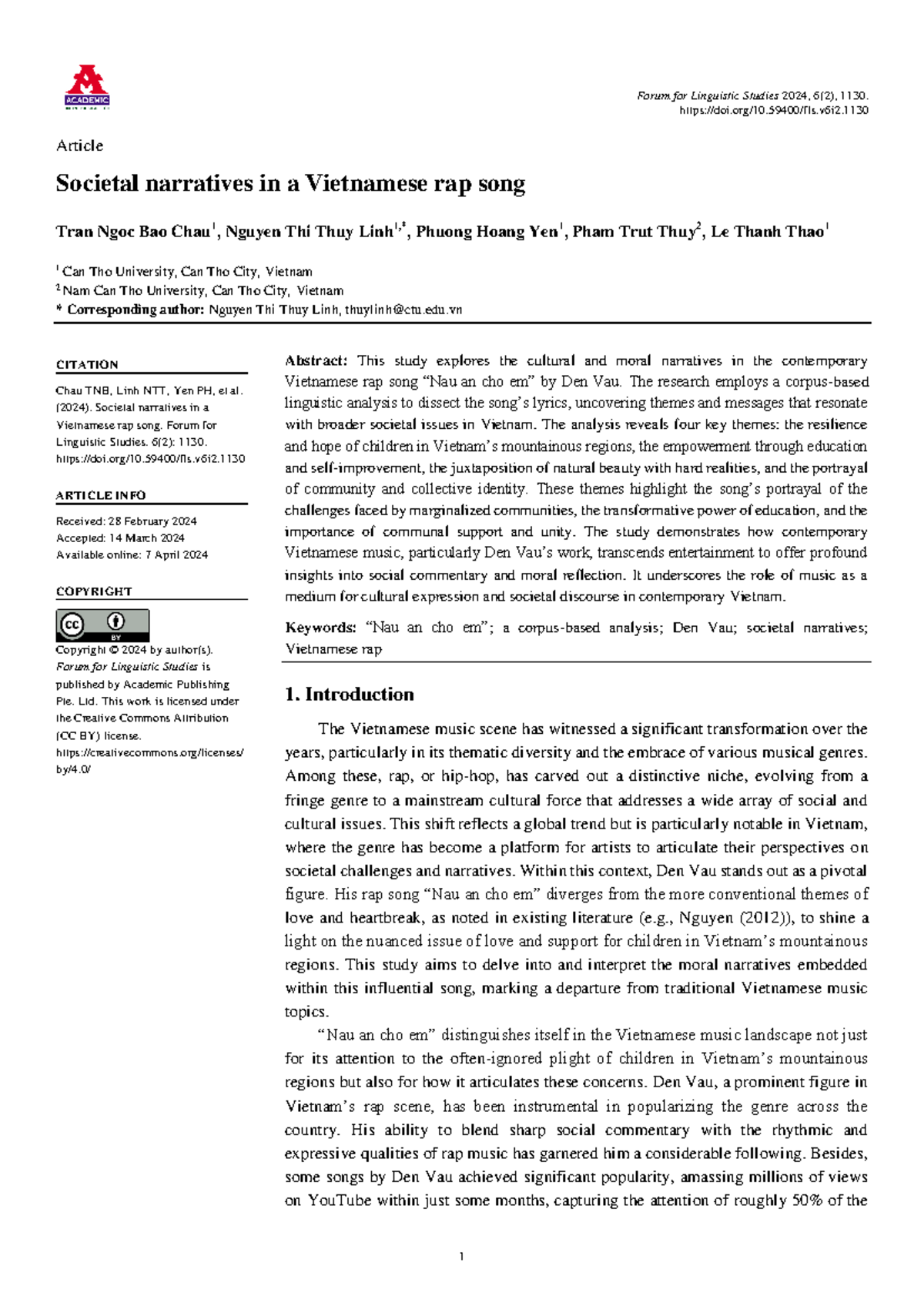 1130-Article: Societal Narratives in Den Vau's Vietnamese Rap Song ...