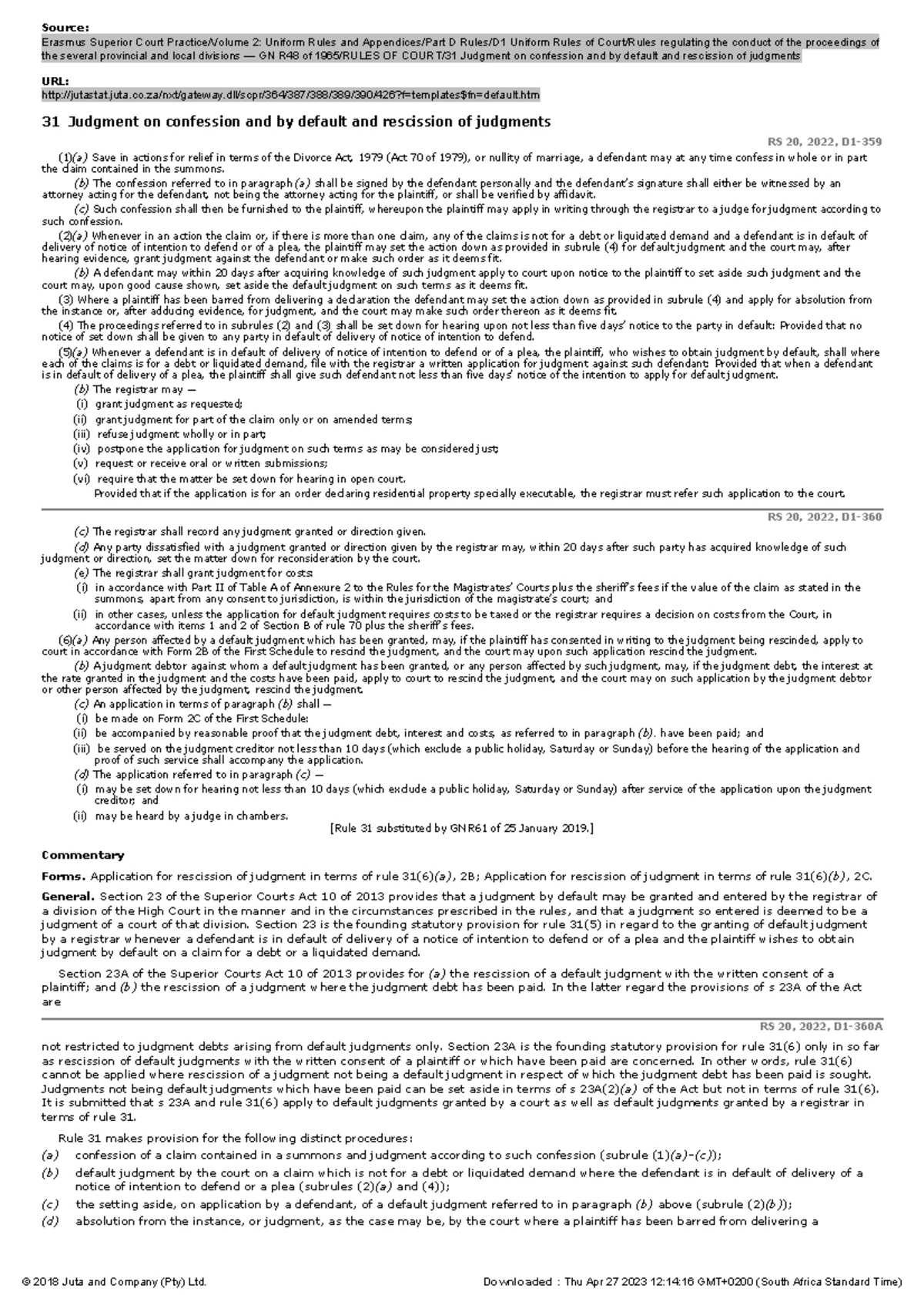 28 Amendments to Pleadings and Documents - Uniform Rules D1 Overview ...