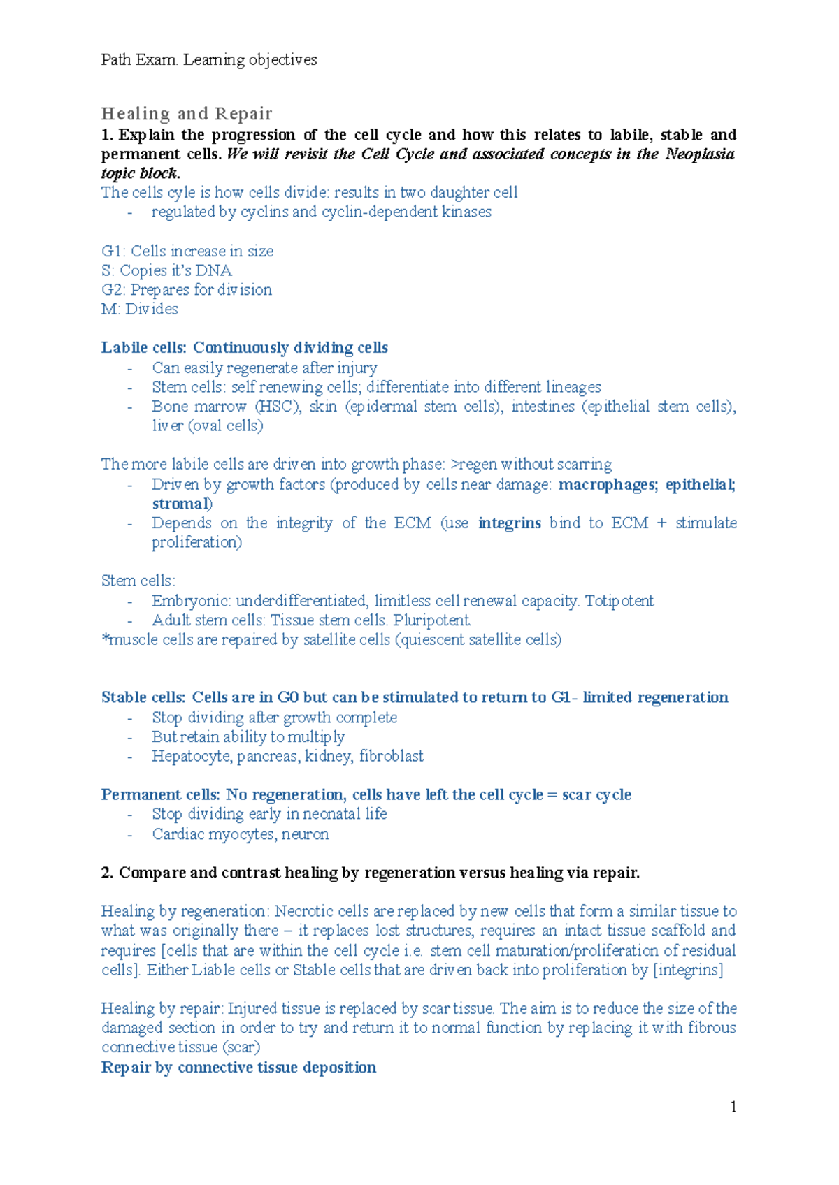BMS314 Final Exam Summary: Healing, Repair, and Cell Cycle Insights ...