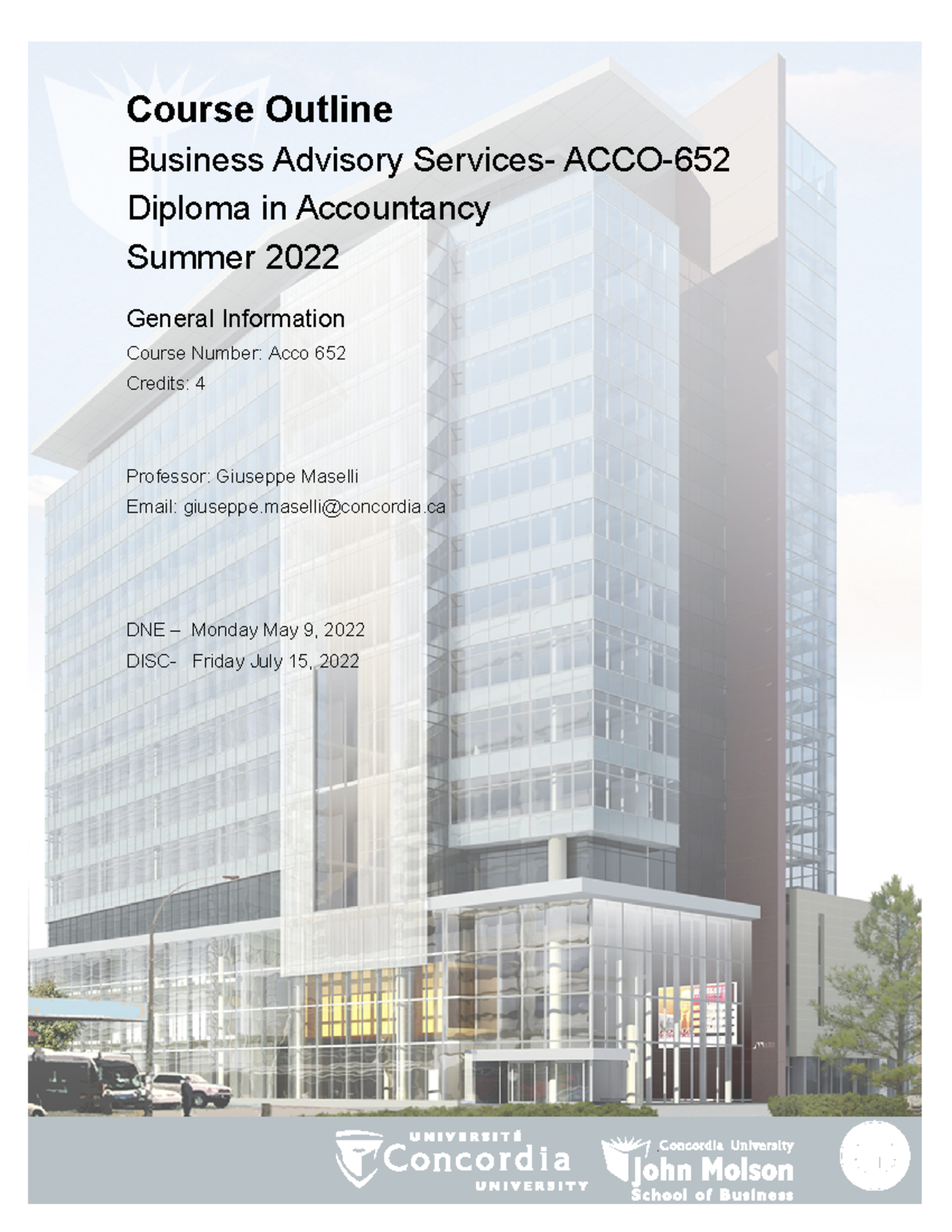 ACCO 652 Business Advisory Services Course Outline - Summer 2022 - Studocu