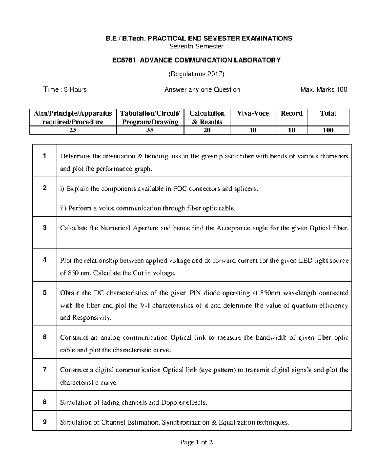 EC8761 Advanced Communication Lab - Practical Exam Question Set 3 - Studocu