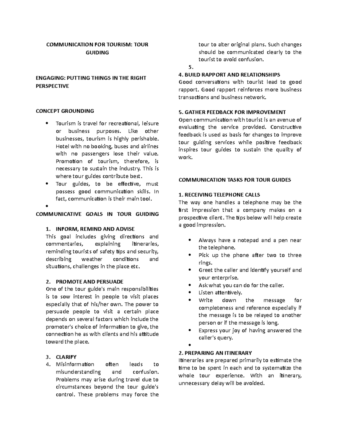 Communication Strategies for Effective Tour Guiding in Tourism - Studocu