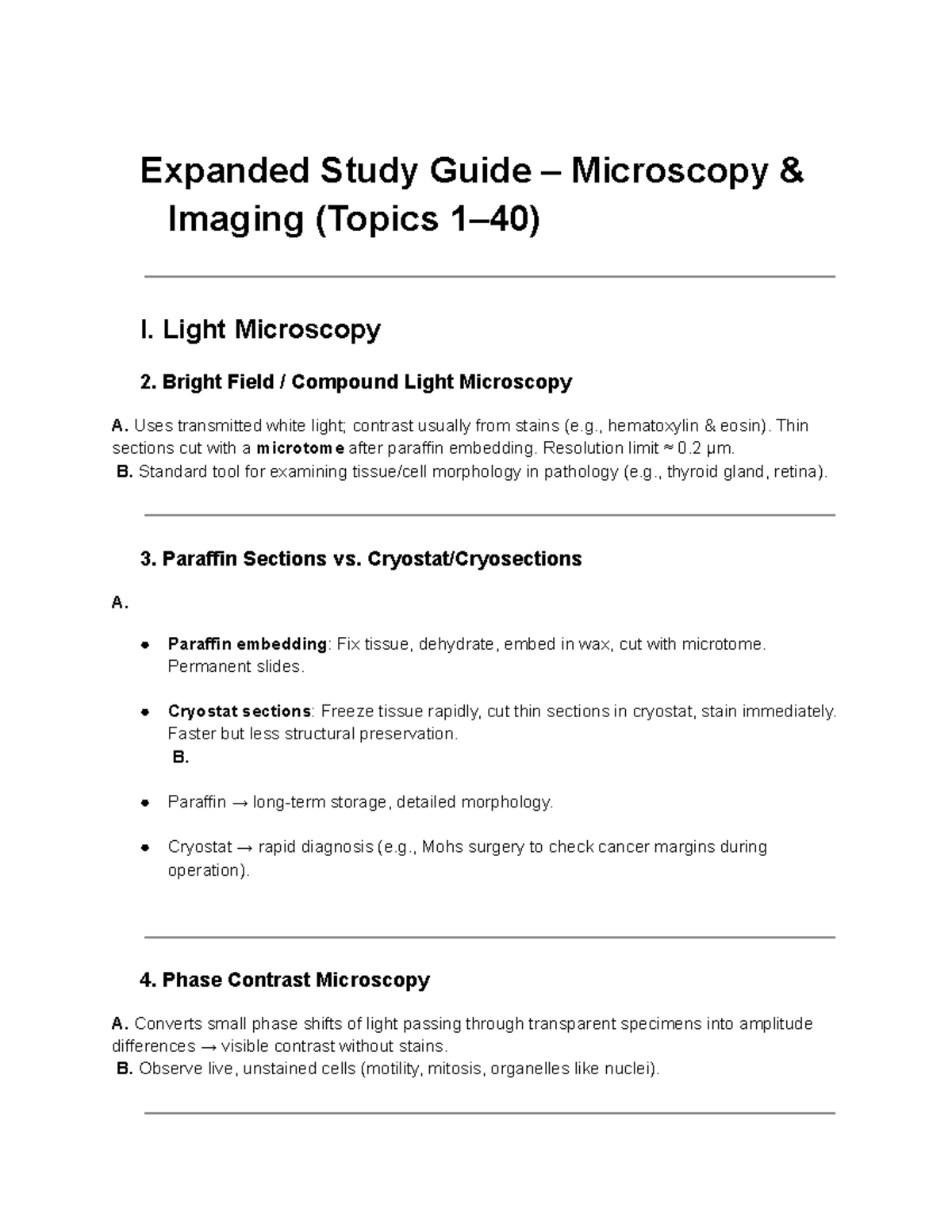 Cell Bio 101: Exam 1 Study Guide on Microscopy Techniques - Studocu