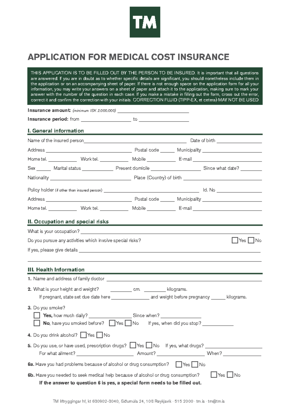 Medical Insurance Application Form - 1661926339864673 - Studocu