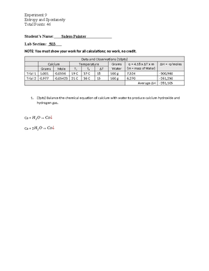 CHEM 253 Lab Report Rubric - Student Name Partner(s): None Chem 253—TA: TA Name Date of ...