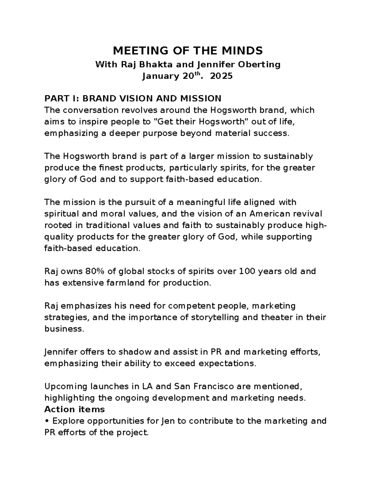 Aligning Vision and Mission: Strategies for Raj's Hogsworth Project ...
