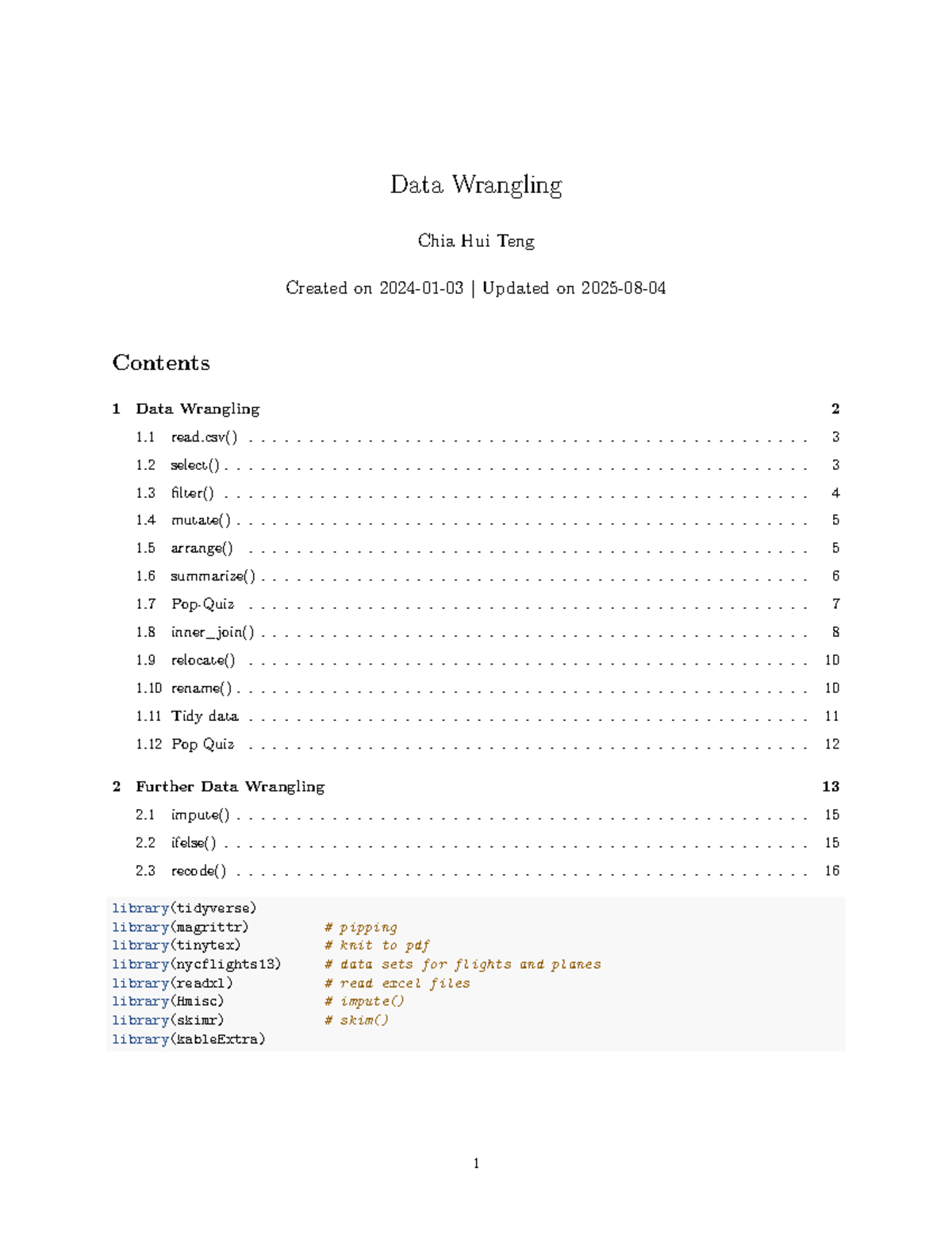 Data Wrangling Techniques - LECTURE 1 Notes (Course Code: DSR101) - Studocu