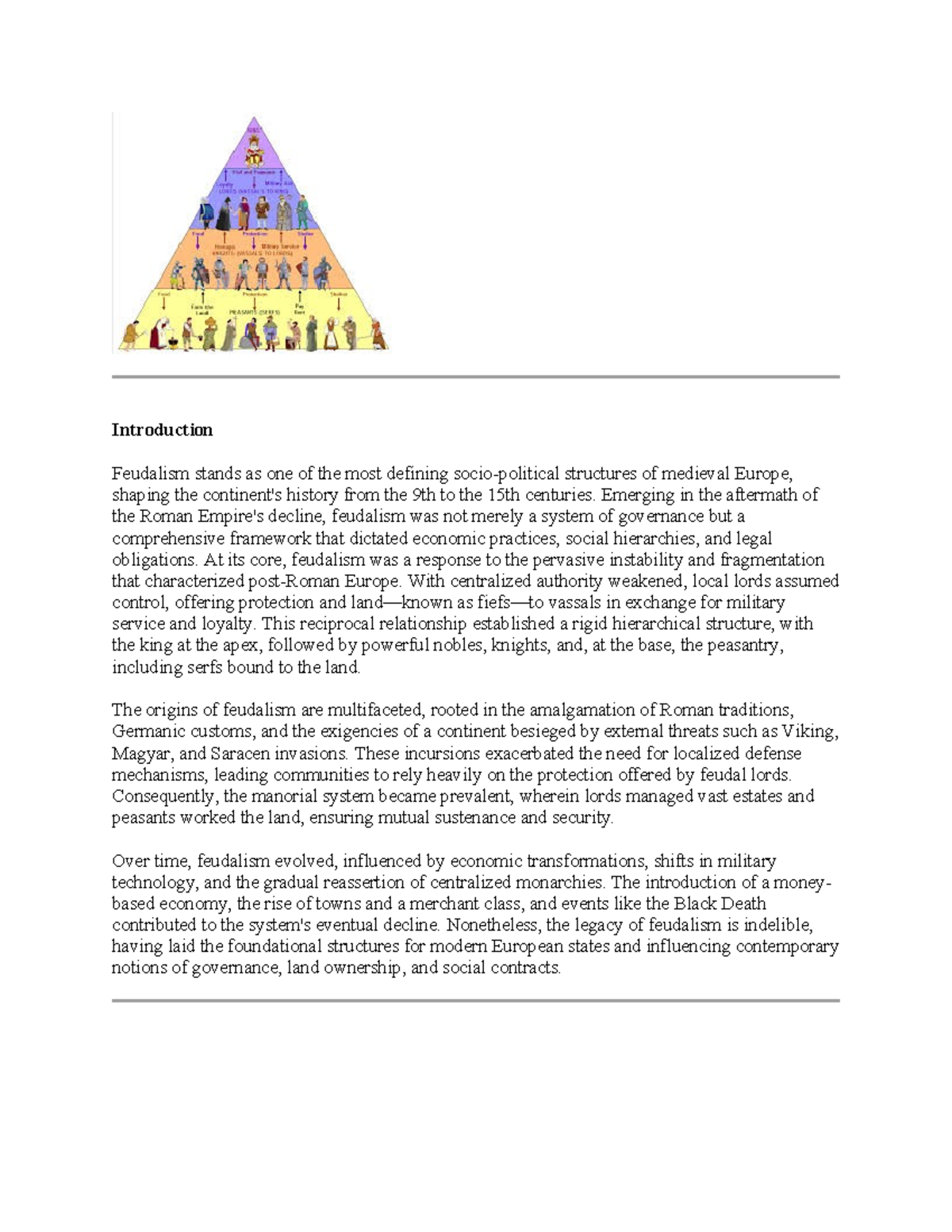 HIST 101: Evolution of Feudalism in Medieval Europe (9th-15th Centuries ...