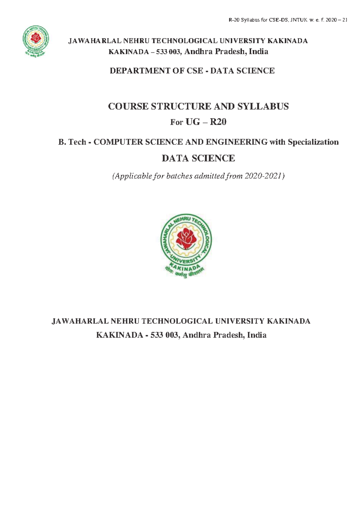 Syllabus for CSE-DS-4_1: Data Science Course Structure & Details - Studocu