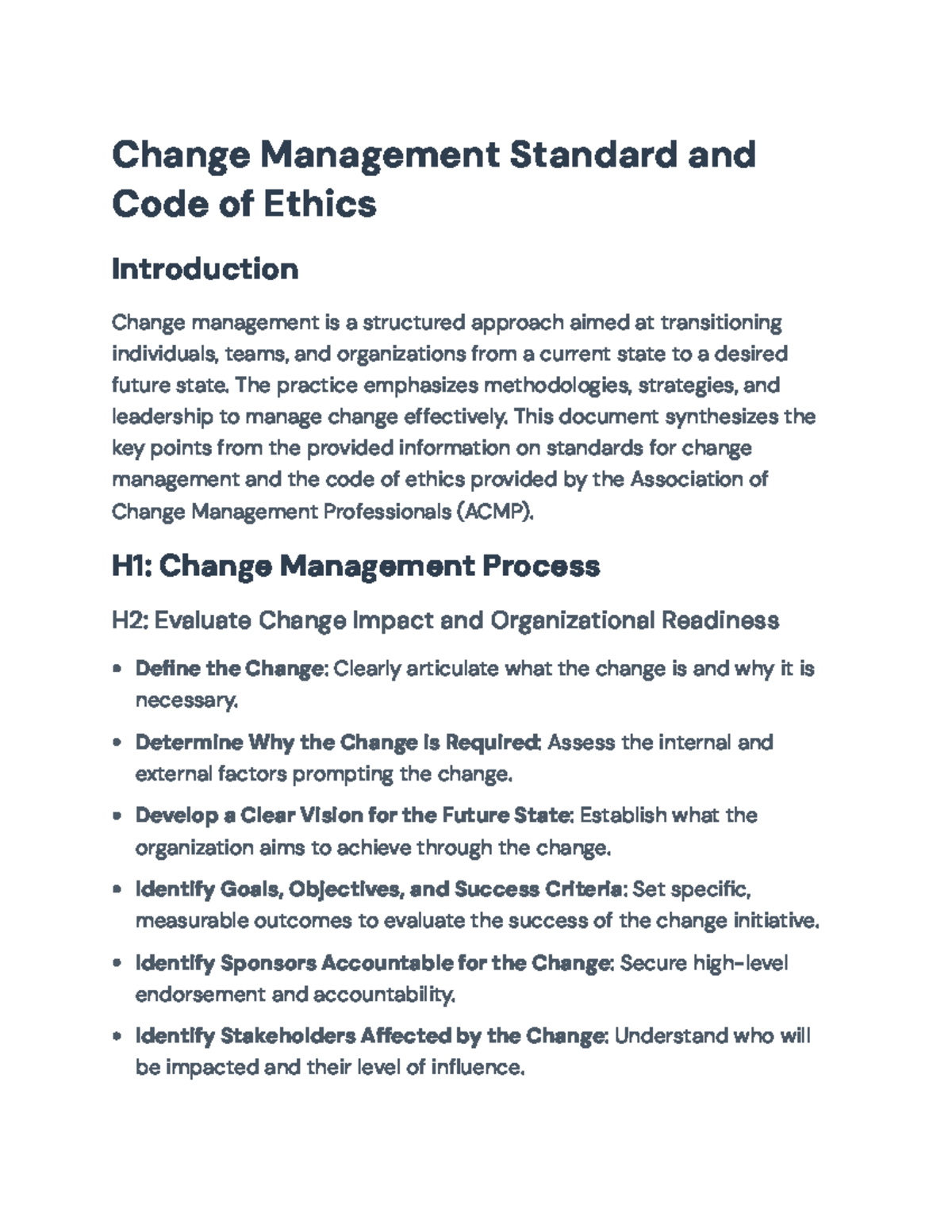 Change Management Standards and ACMP Code of Ethics Overview - Change ...