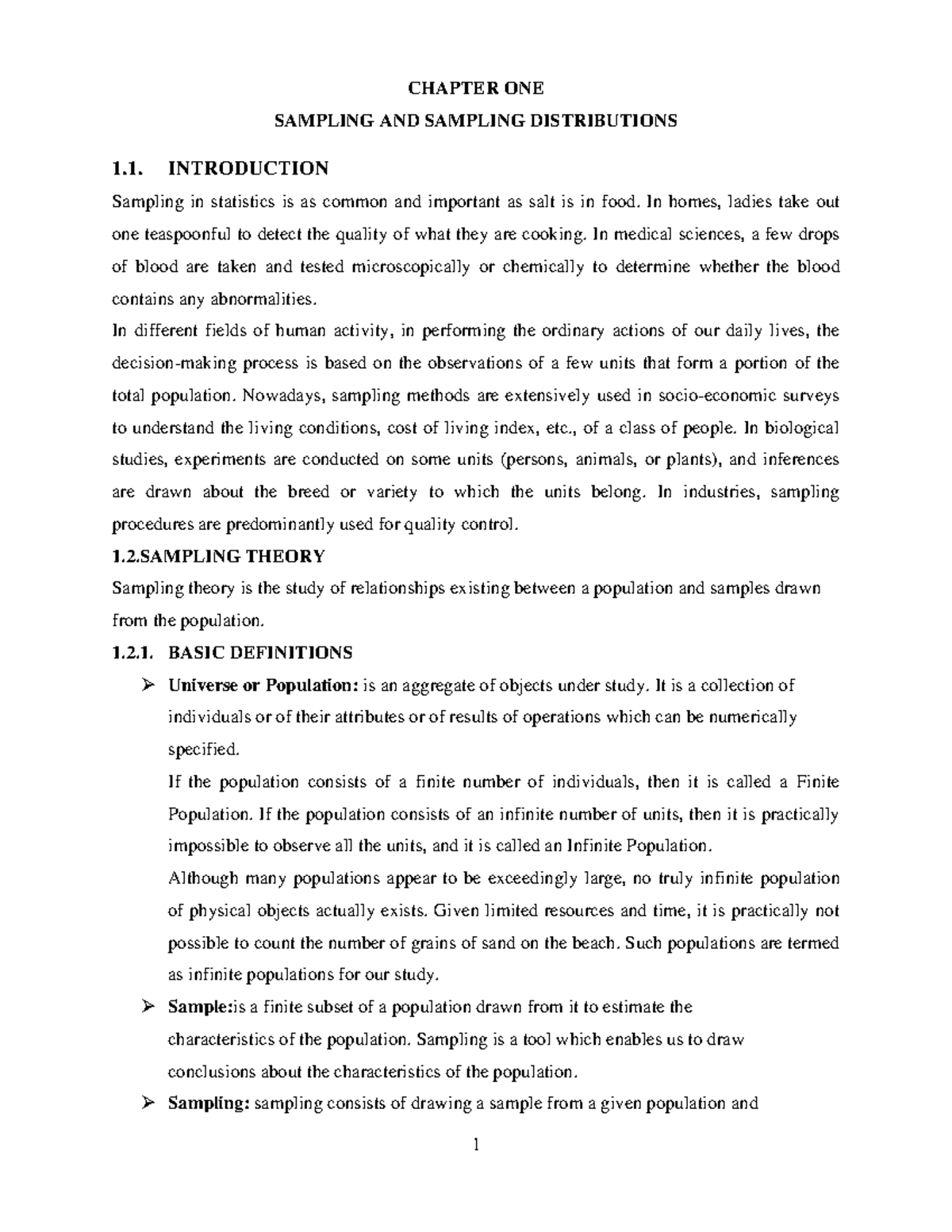 CH-1 Sampling Distribution: Concepts and Techniques Explained - Studocu