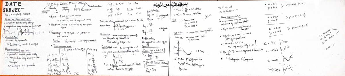 Physics Alternating Current: Key Concepts and Calculations - Studocu