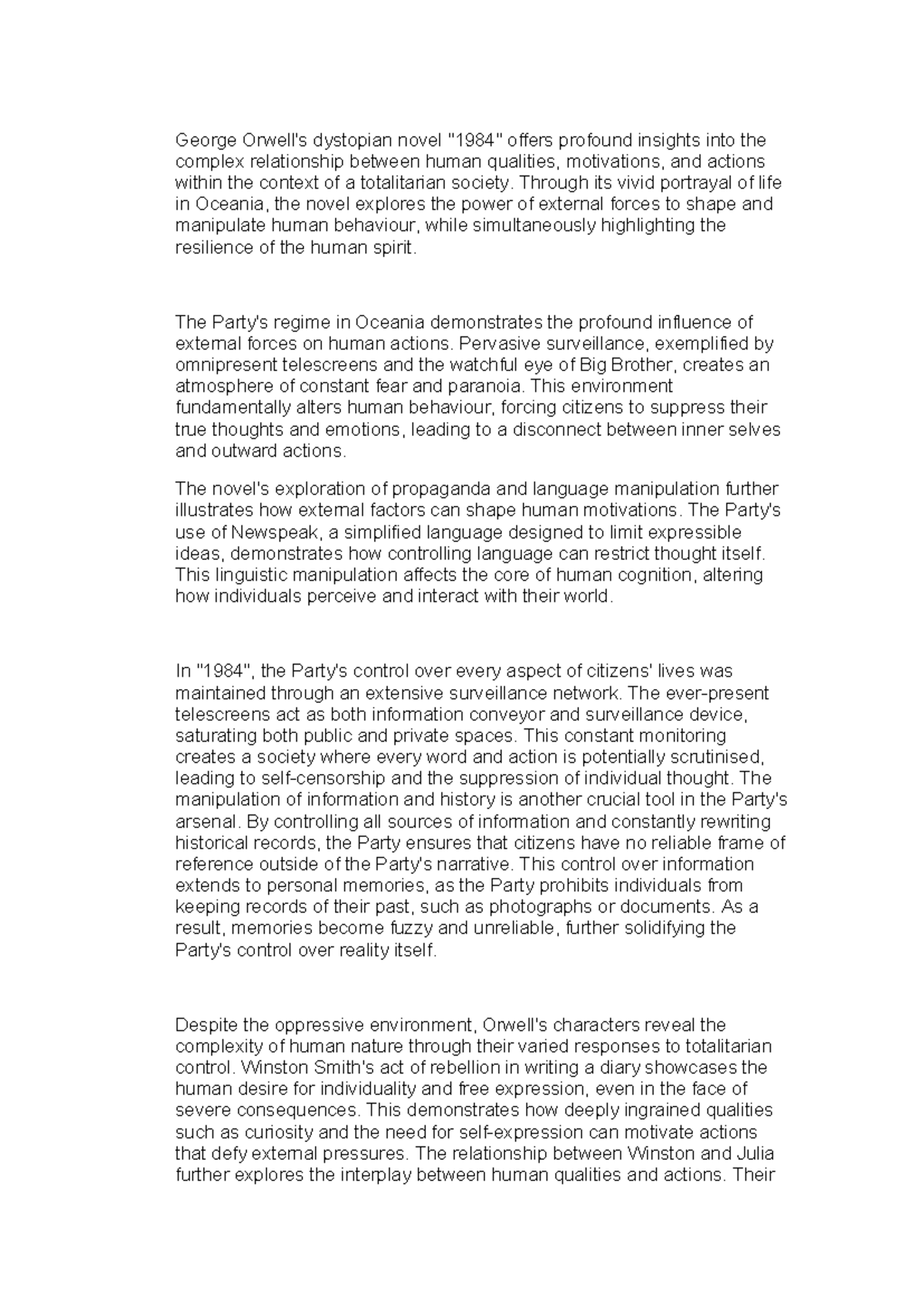 1984 - 1984 essay - George Orwell's dystopian novel "1984" offers ...