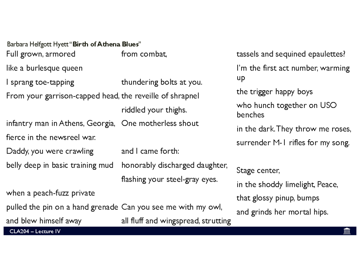 CLA204 Lecture IV: Myths of Tartaros, Typhoios, and Sacrifice - Studocu