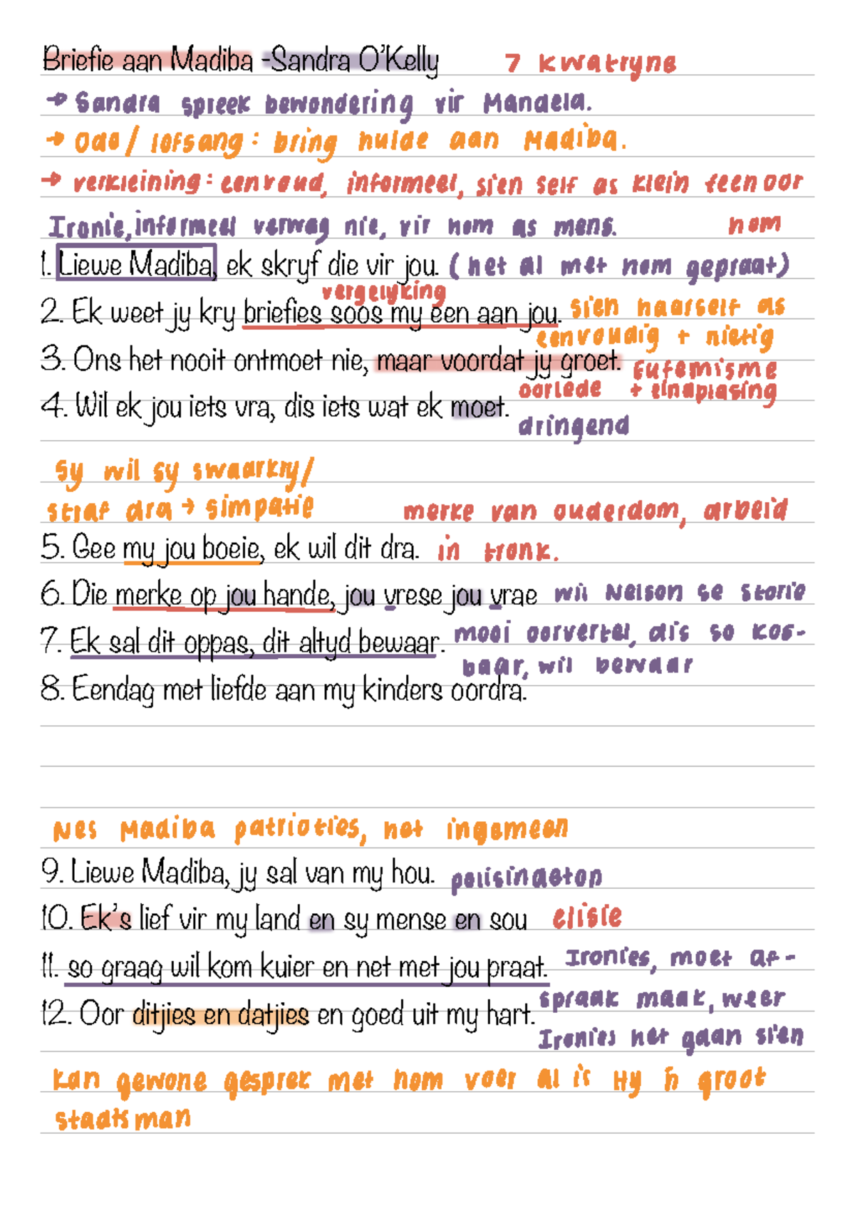 Brief aan Madiba: 'n Persoonlike oomblik in woorde - Studocu