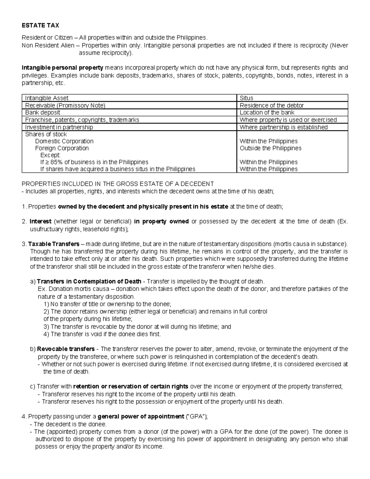 Estate Tax Notes: Resident vs. Non-Resident Properties in the ...